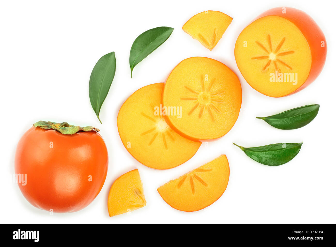 persimmon slice isolated on white background with copy space for your ...
