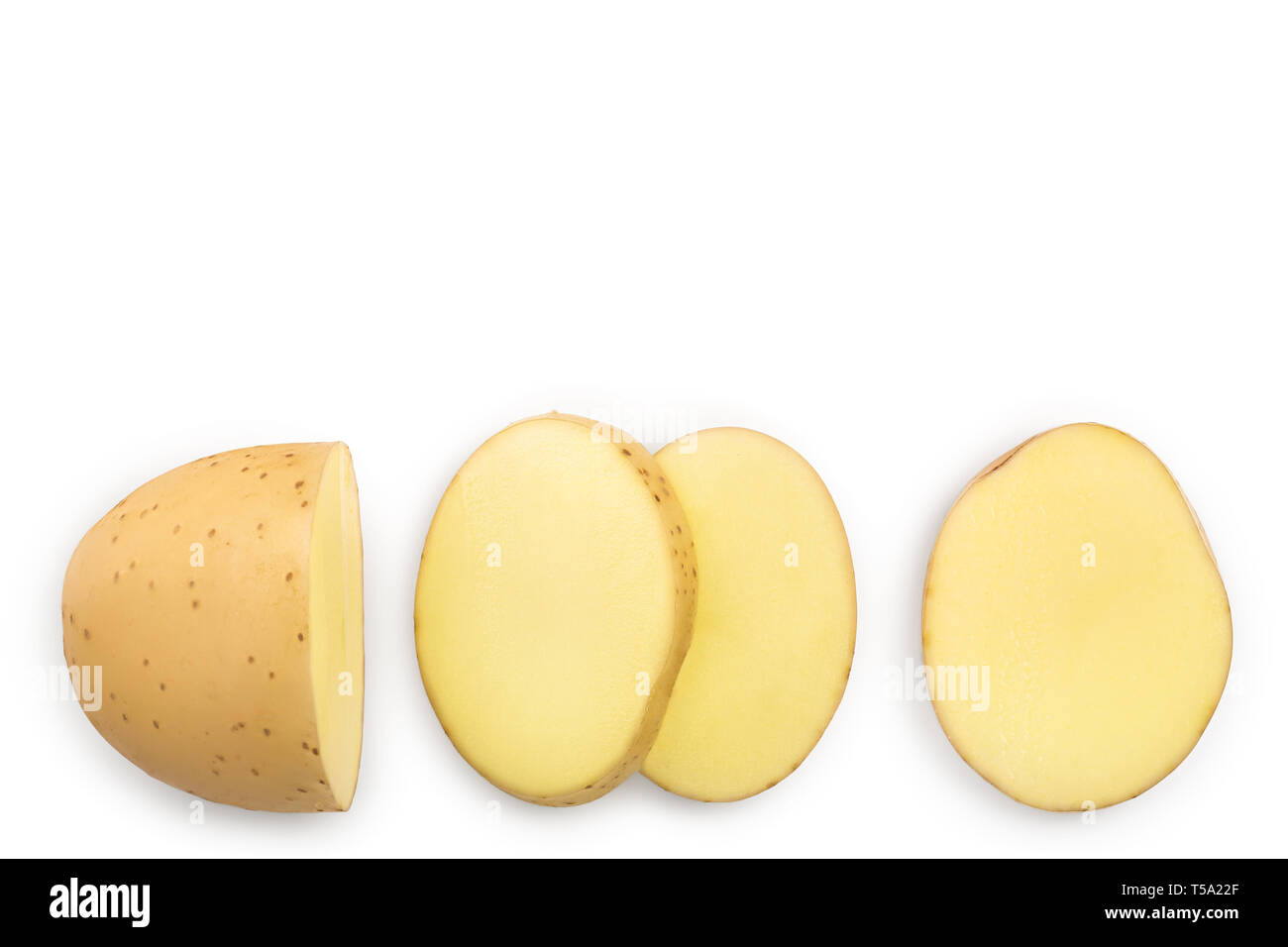 Young potato isolated on white background. Harvest new. Top view. Flat ...