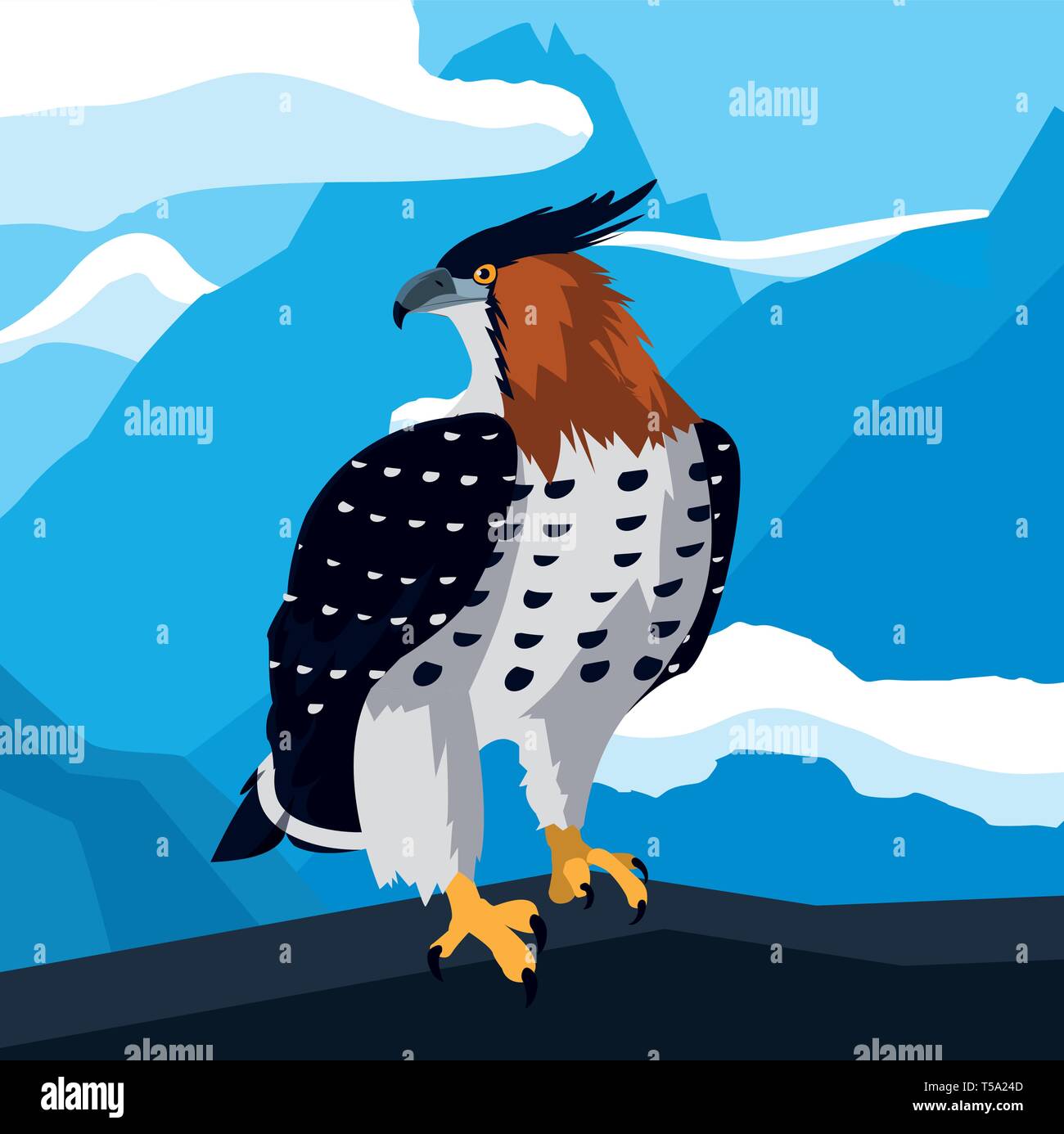 beautiful hawk majestic bird in the landscape vector illustration ...