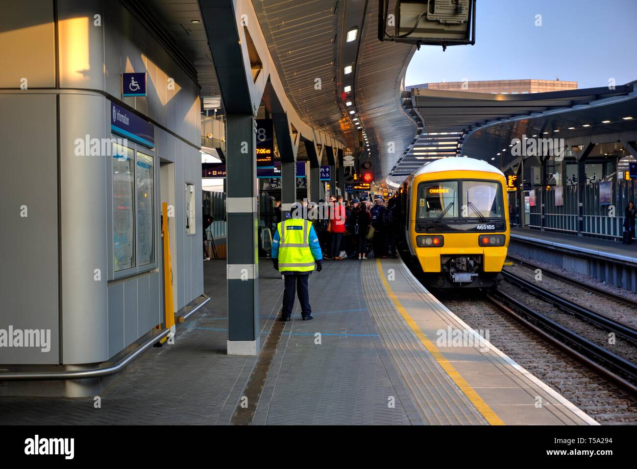 London, United Kingdom - April 15, 2019: Southeastern train at platform ...