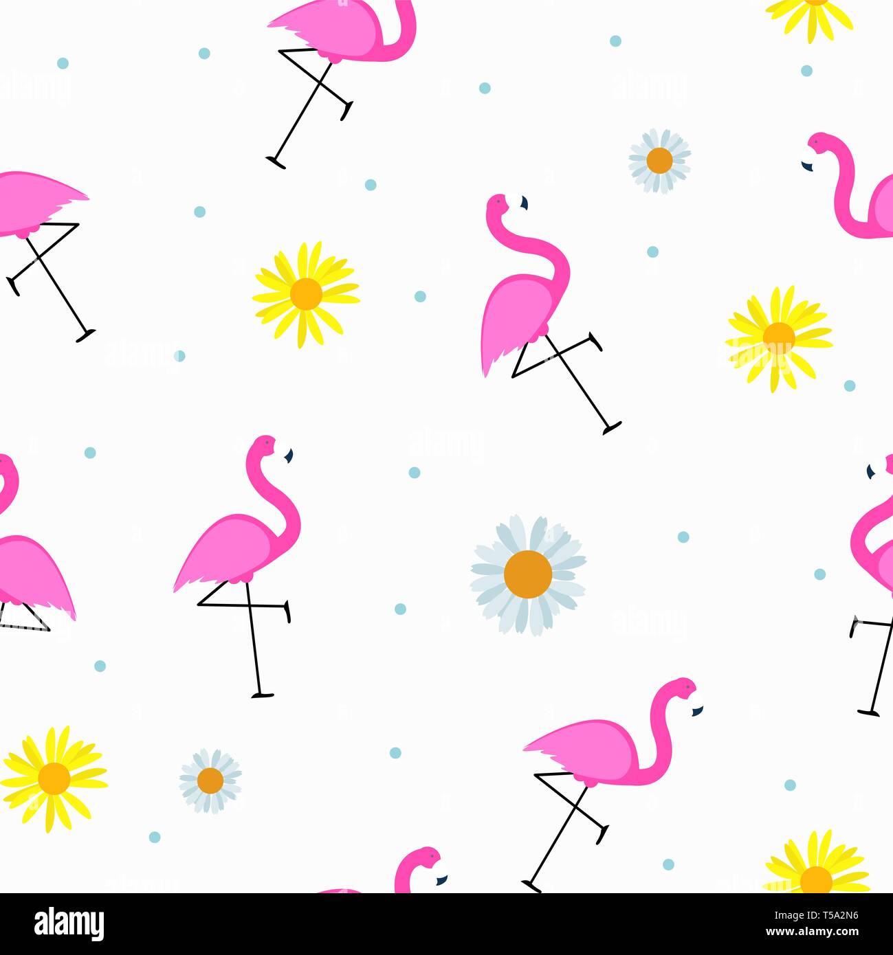 Cute Seamless Flamingo Pattern Vector Illustration Stock Vector Image ...