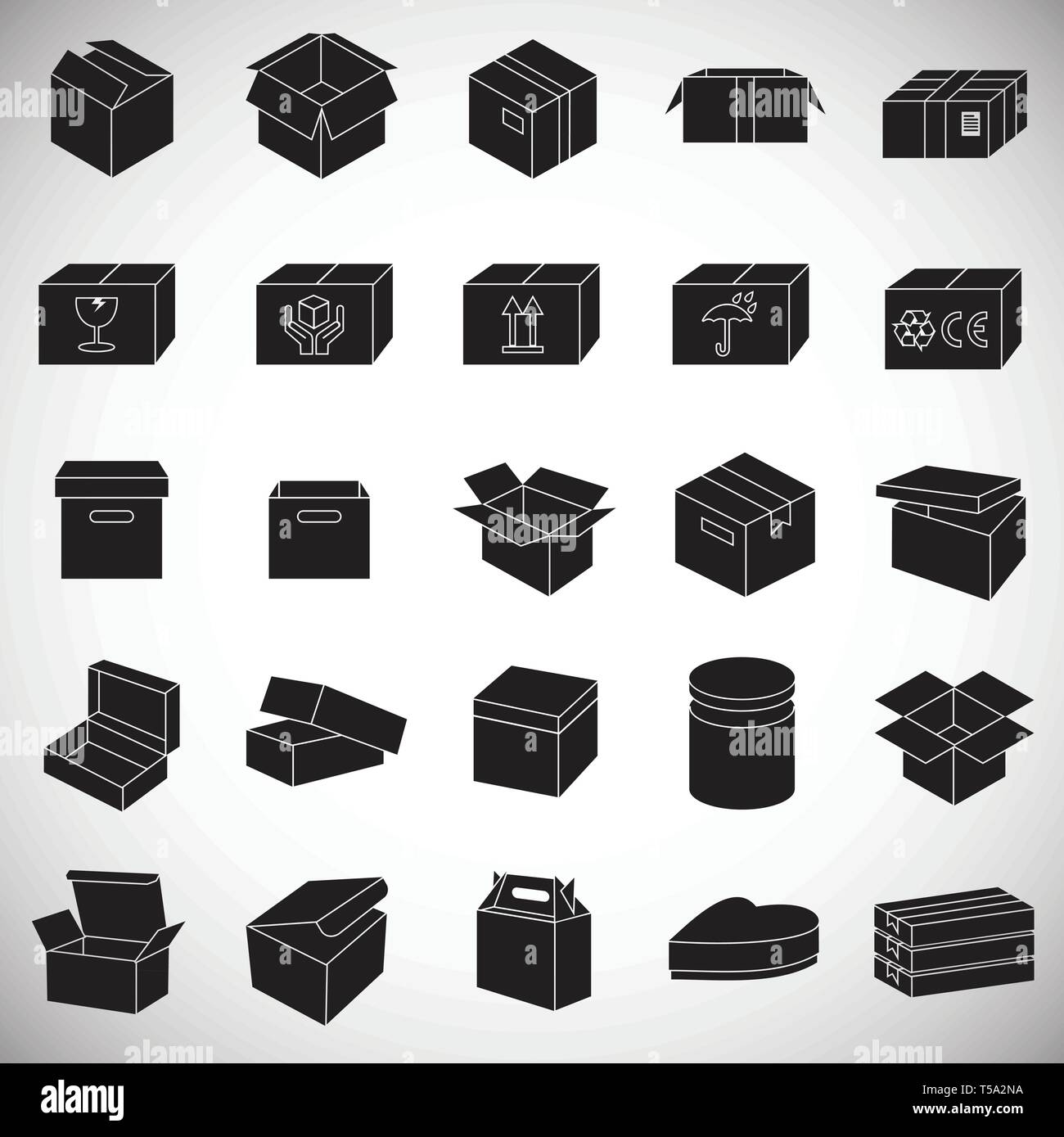 Boxes icons set on white background for graphic and web design. Simple ...