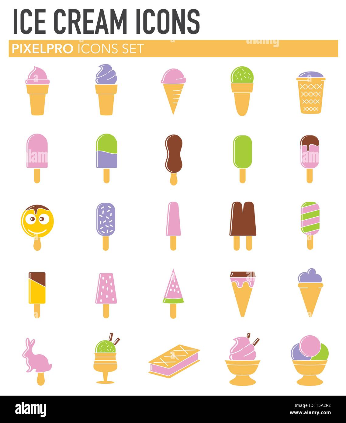 Ice cream icons set on white background for graphic and web design ...