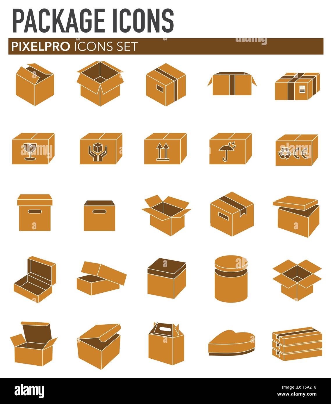 Boxes icons set on white background for graphic and web design. Simple ...