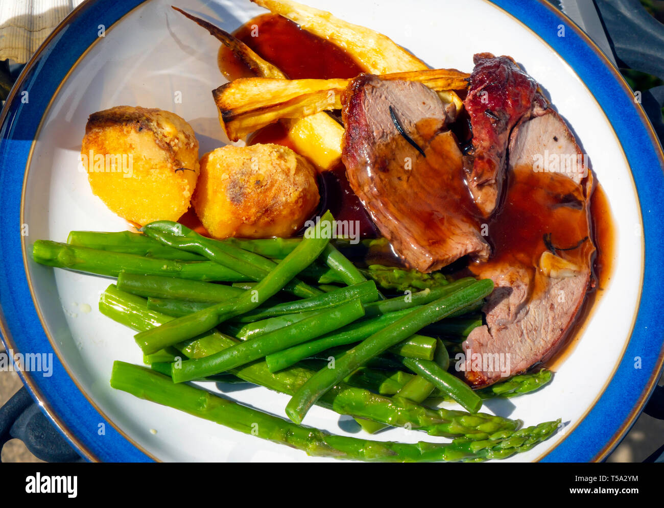 Easter Day English lunch dinner meal roast lamb roast potatoes green ...