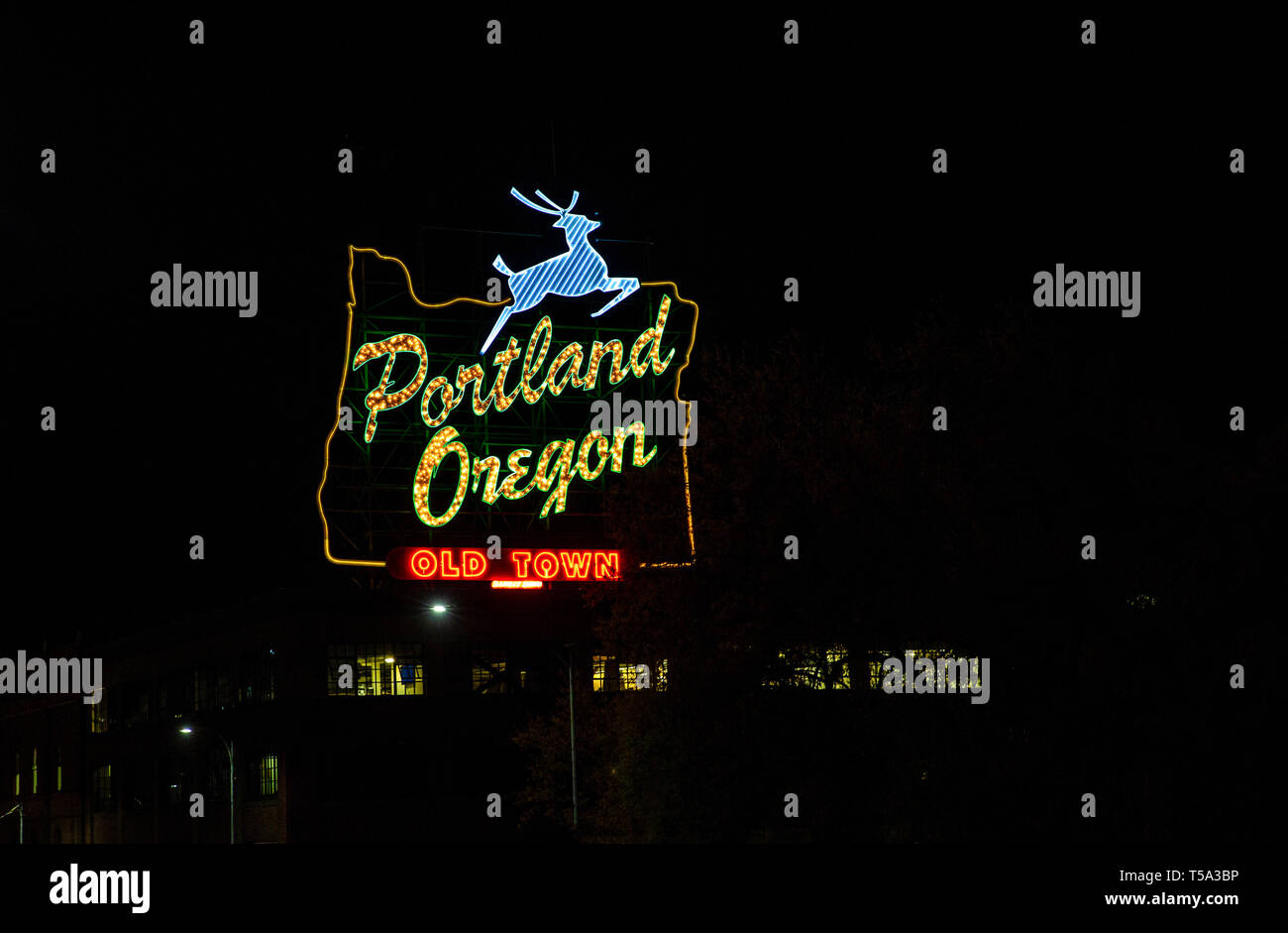 Portland oregon sign old town hi-res stock photography and images - Alamy