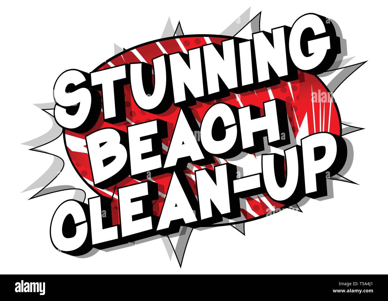Stunning Beach Clean-up - Vector illustrated comic book style phrase on ...