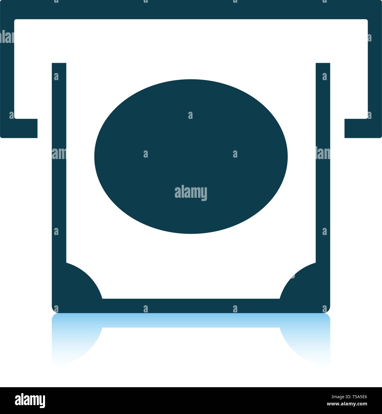 Banknote sliding from atm slot icon. Shadow reflection design. Vector ...