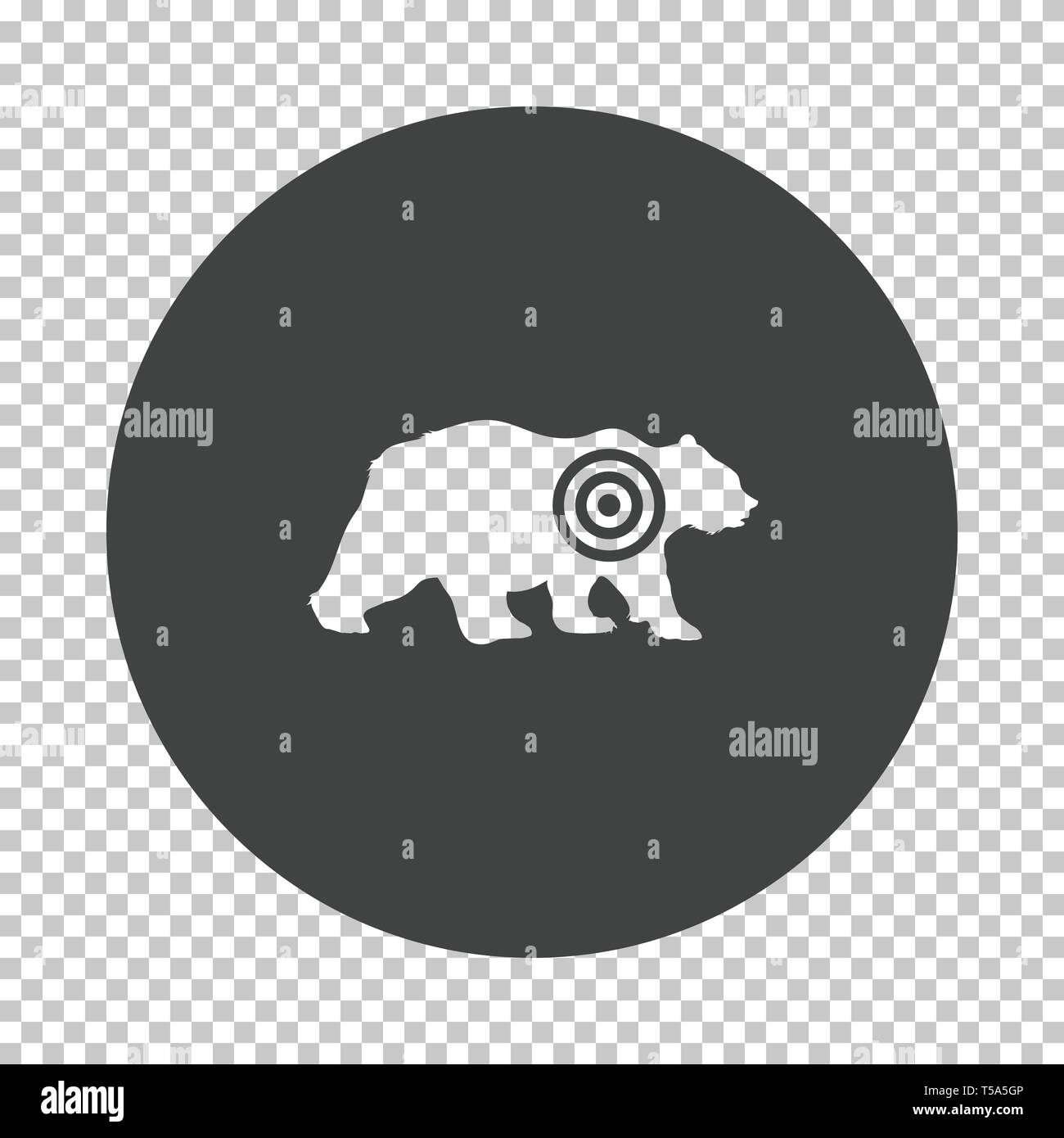 Bear silhouette with target icon. Subtract stencil design on ...
