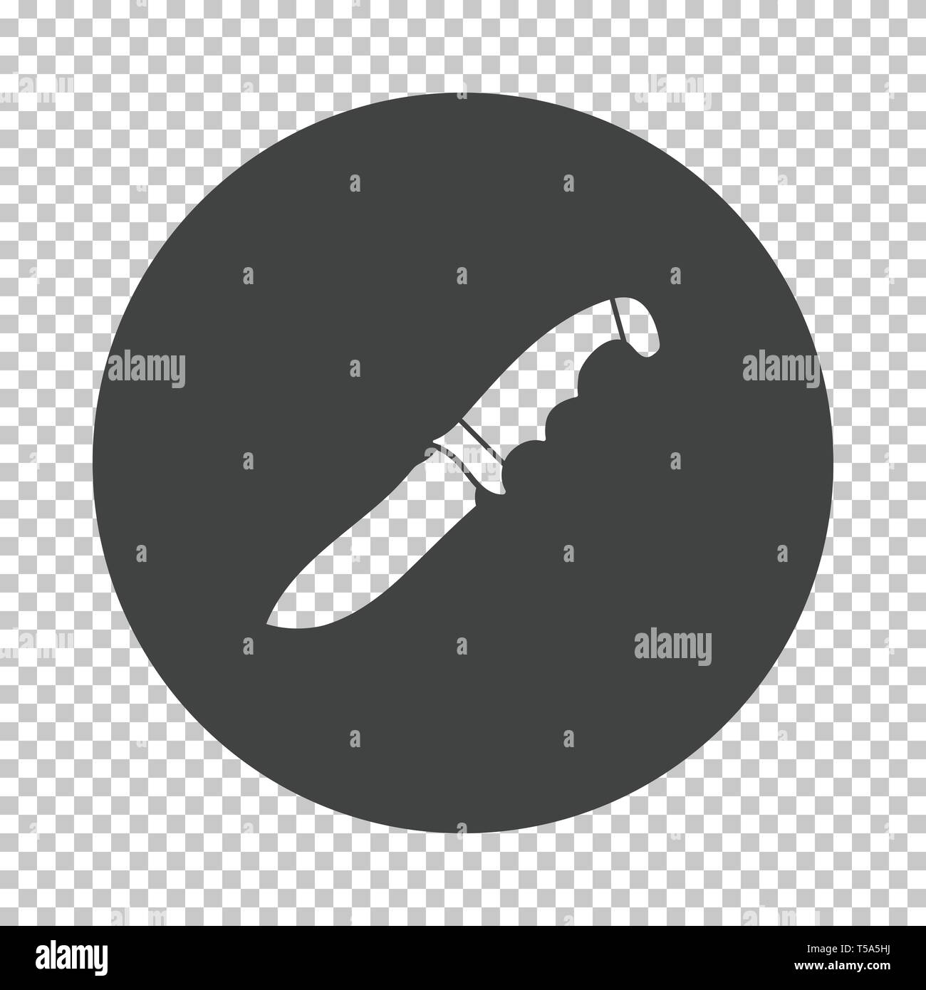 Hunting knife icon. Subtract stencil design on tranparency grid. Vector ...