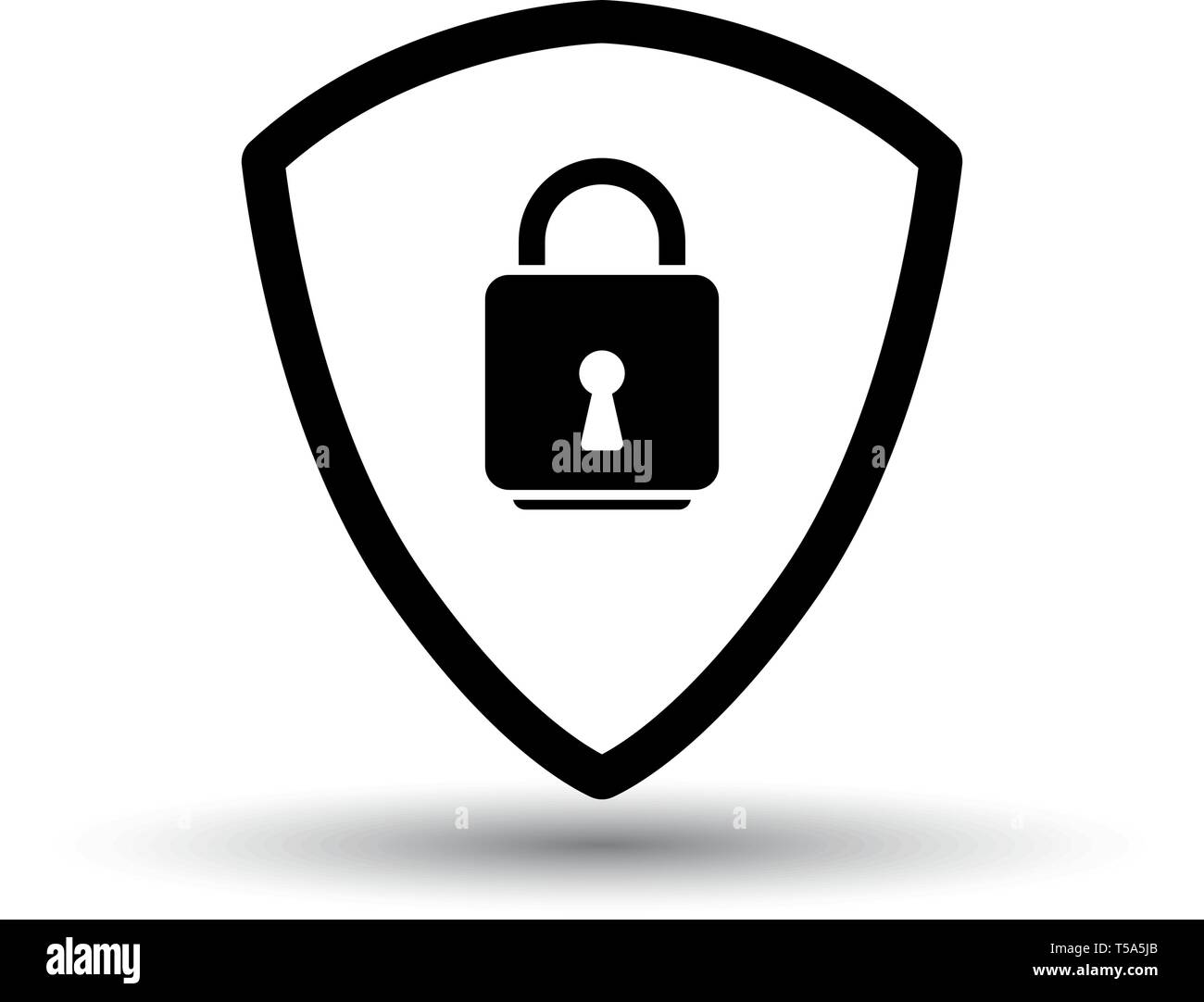 Data Security Icon. Black on White Background With Shadow. Vector ...