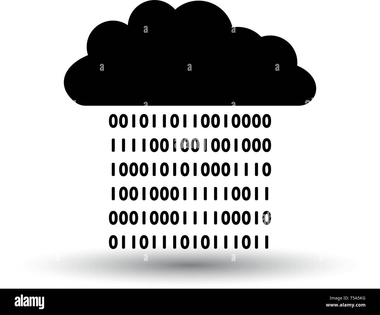Cloud Data Stream Icon. Black on White Background With Shadow. Vector ...
