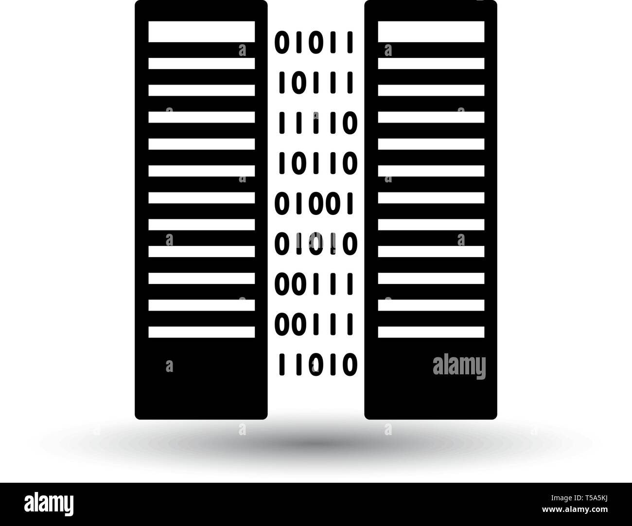 Server Icon. Black on White Background With Shadow. Vector Illustration ...