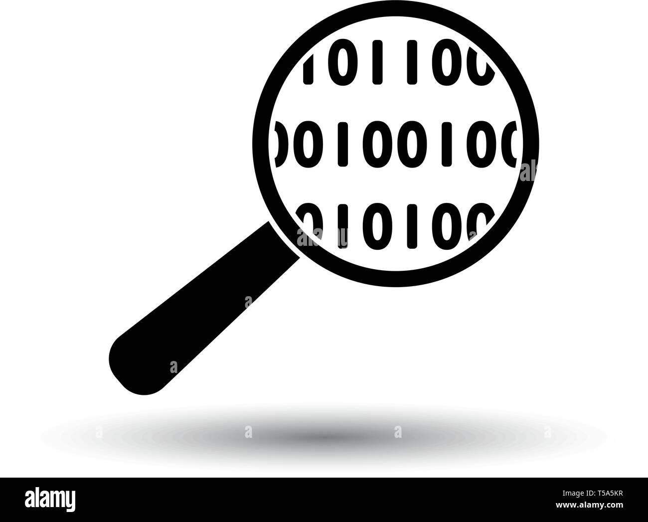 Data Analysing Icon. Black on White Background With Shadow. Vector ...
