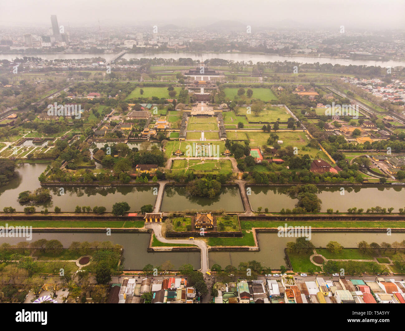 Aerial view of Vietnam ancient Tu Duc royal tomb and Gardens Of Tu Duc ...