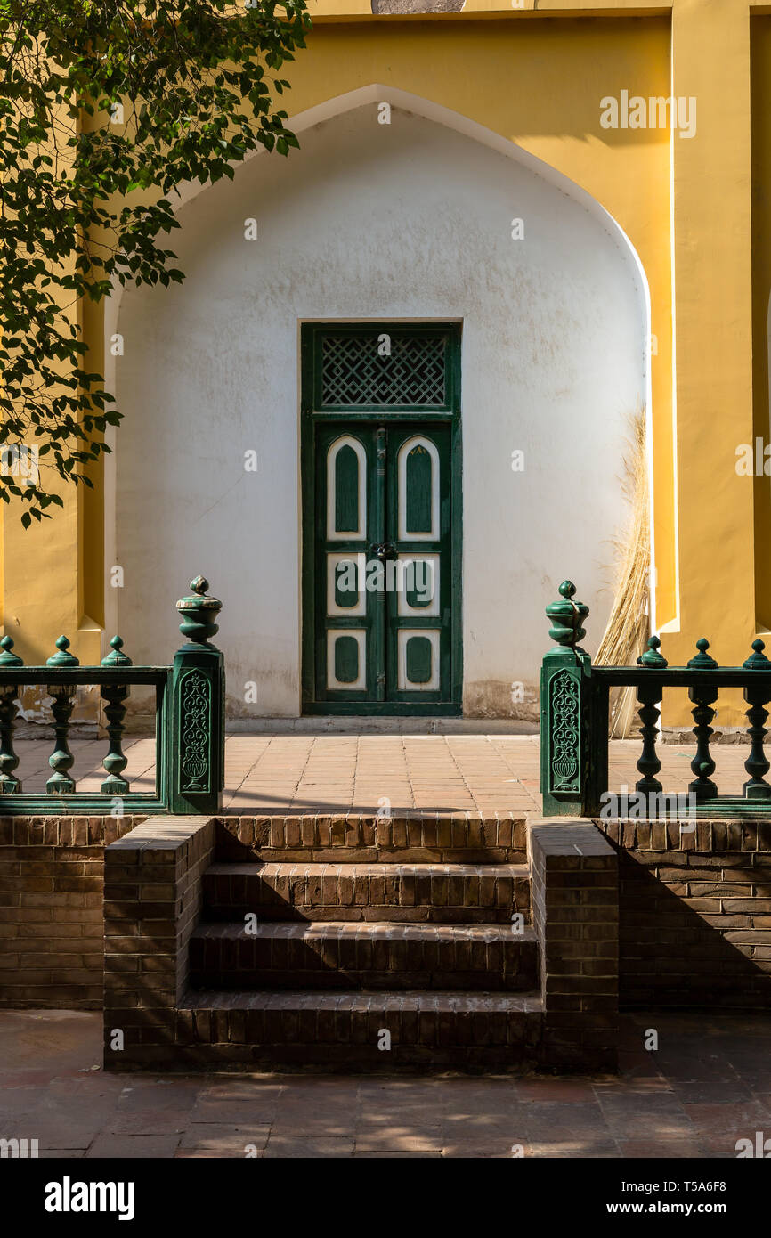 Kashgar, Xinjiang, China: a door in the interiors of Id Kah Mosque, the ...