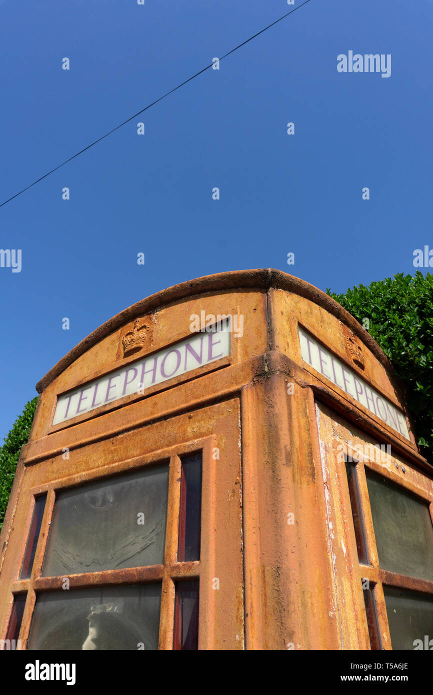 faded rusty K6 telephone box Stock Photo - Alamy