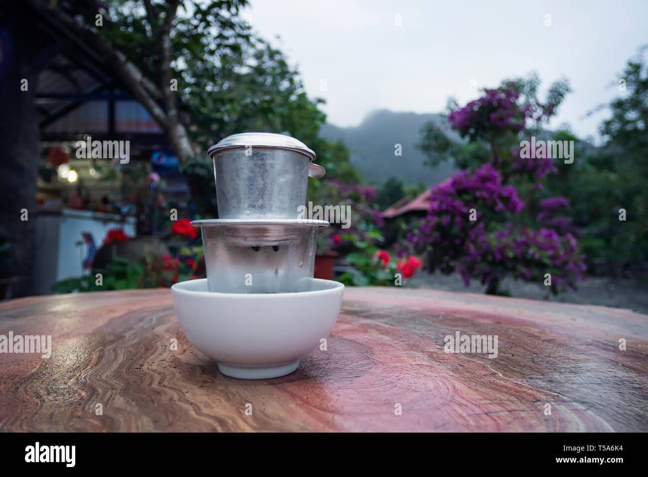 Vietnamese coffee is prepared according to the traditional drip system ...