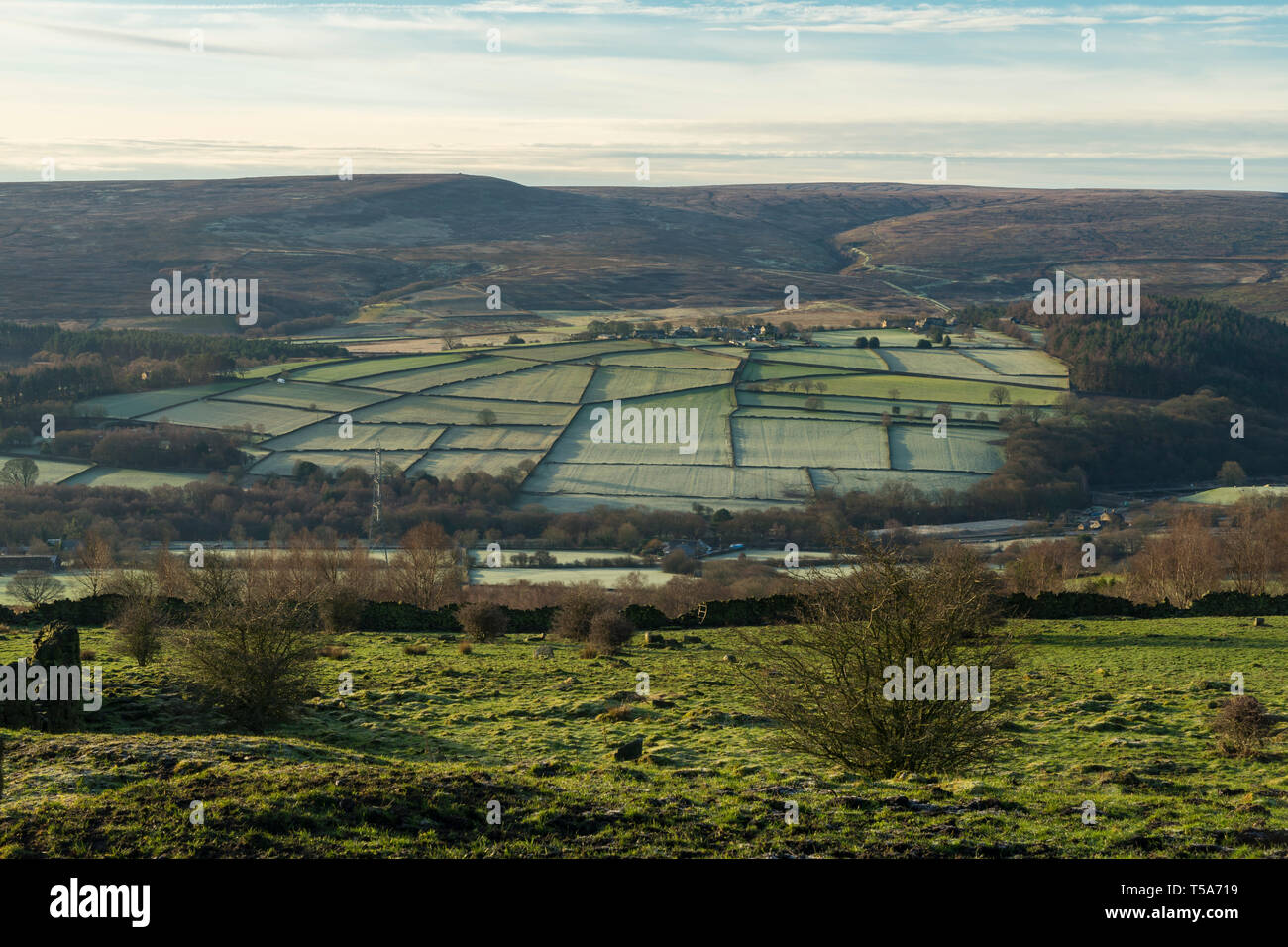 View to the Peak District from Hartcliff Hill nr Penistone, England, UK ...