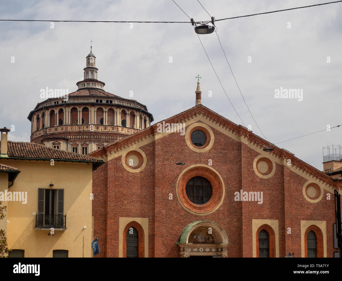 Milan - Italy, the facade and dome of the Renaissance church Santa ...