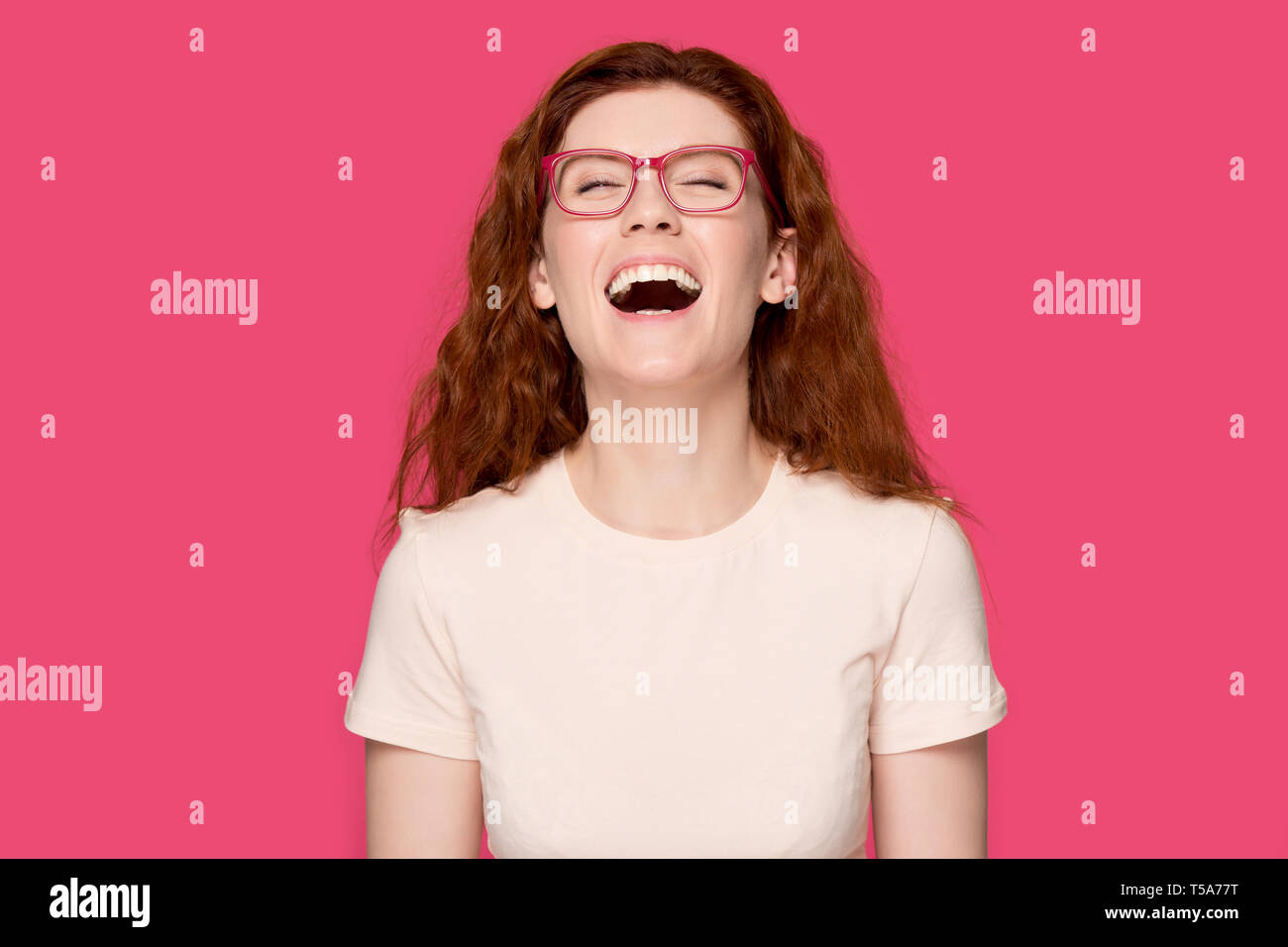 Laughing funny happy face redhead hi-res stock photography and images ...