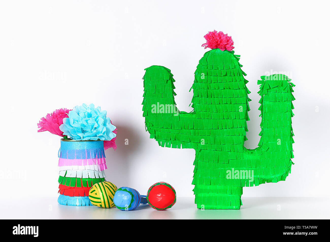 Diy cinco de mayo Mexican Pinata Cactus made cardboard and crepe paper ...