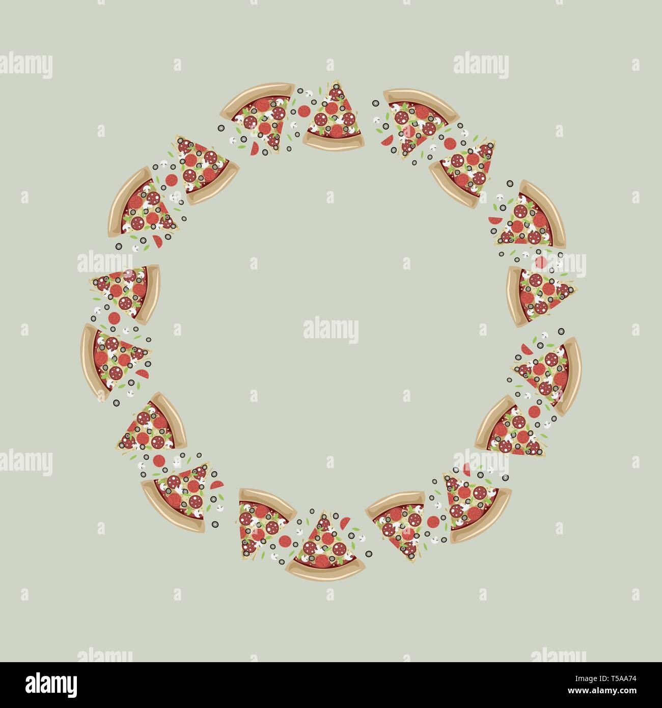 pizza frame. Pizzeria emblem. Italian food restaurant sign. 10 eps ...