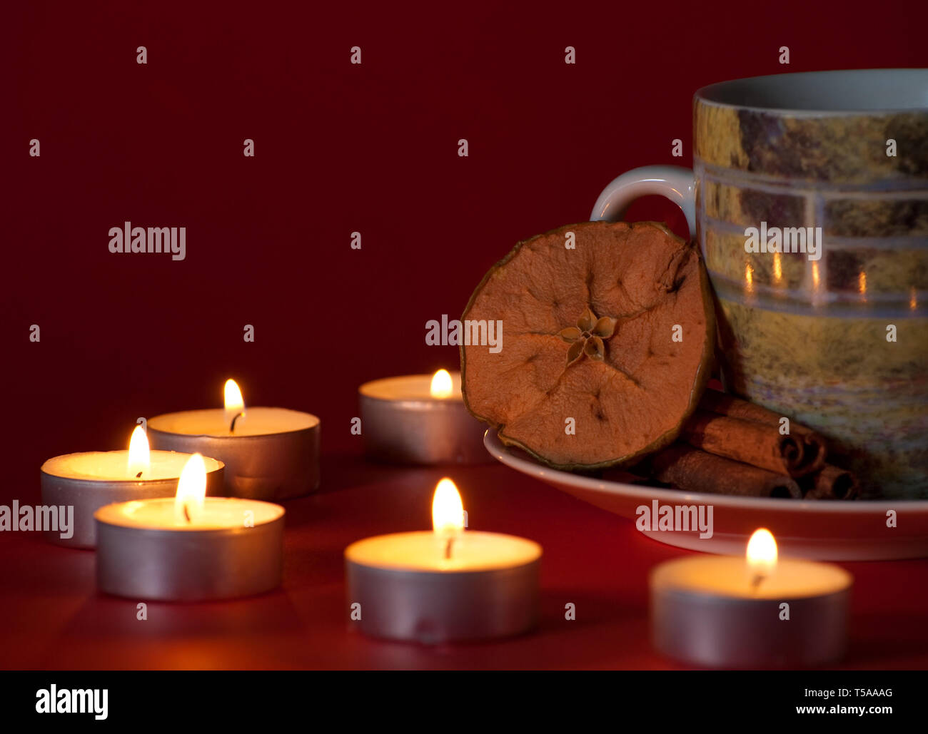 Tea With Candles Stock Photo - Alamy