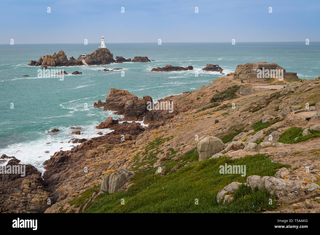 La Corbiere Lighthouse and German World War 2 fortifications at high ...