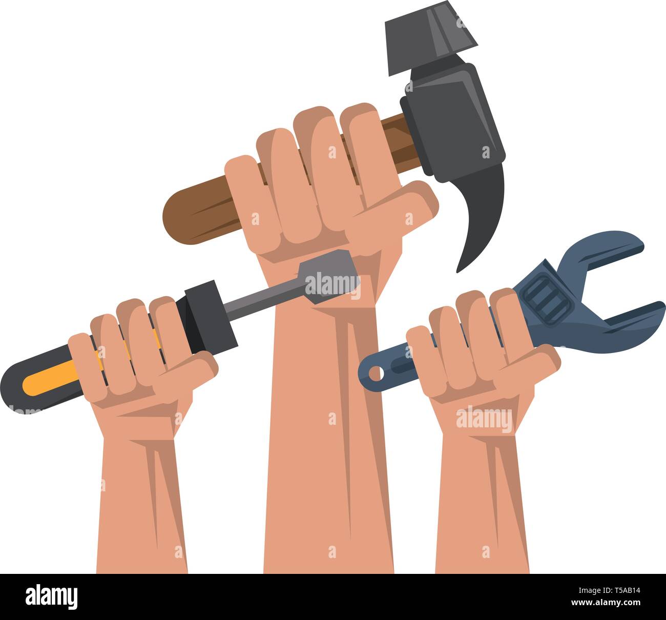 Hands holding various tools Stock Vector Image & Art - Alamy