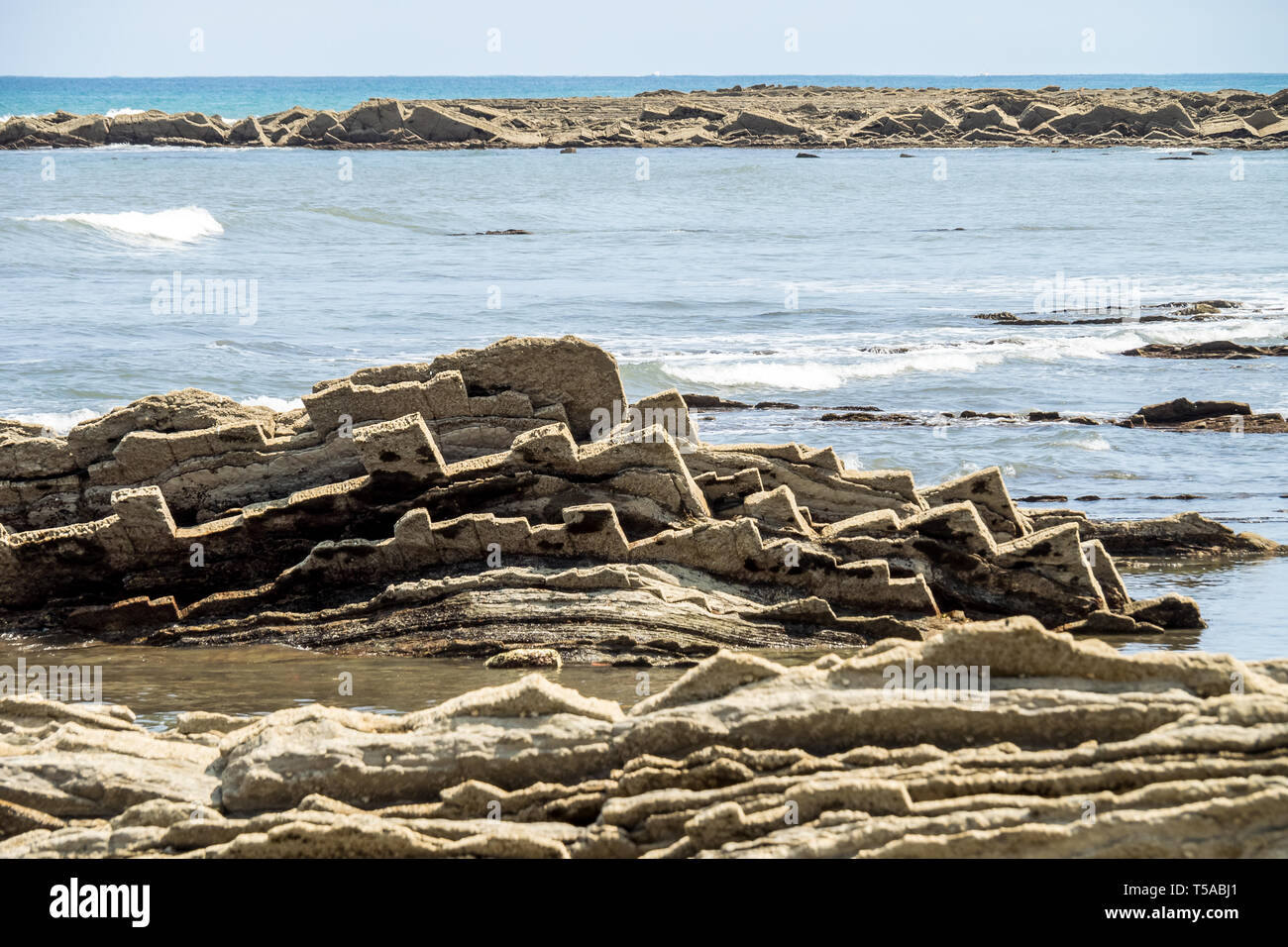 Flysch Coast of Sakoneta, Zumaia, Spain. Flysch is a sequence of ...