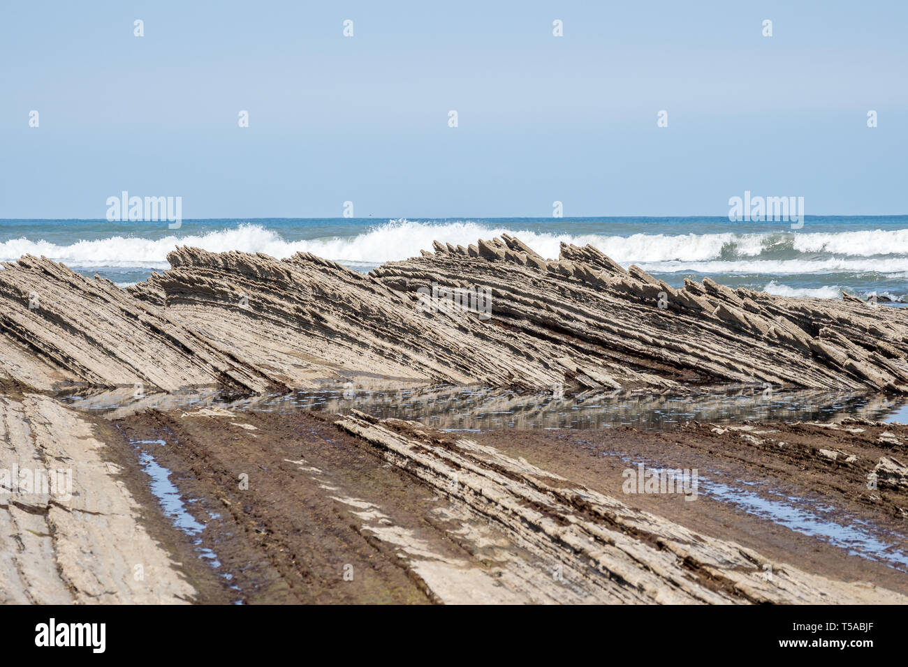 Flysch Coast of Sakoneta, Zumaia, Spain. Flysch is a sequence of ...