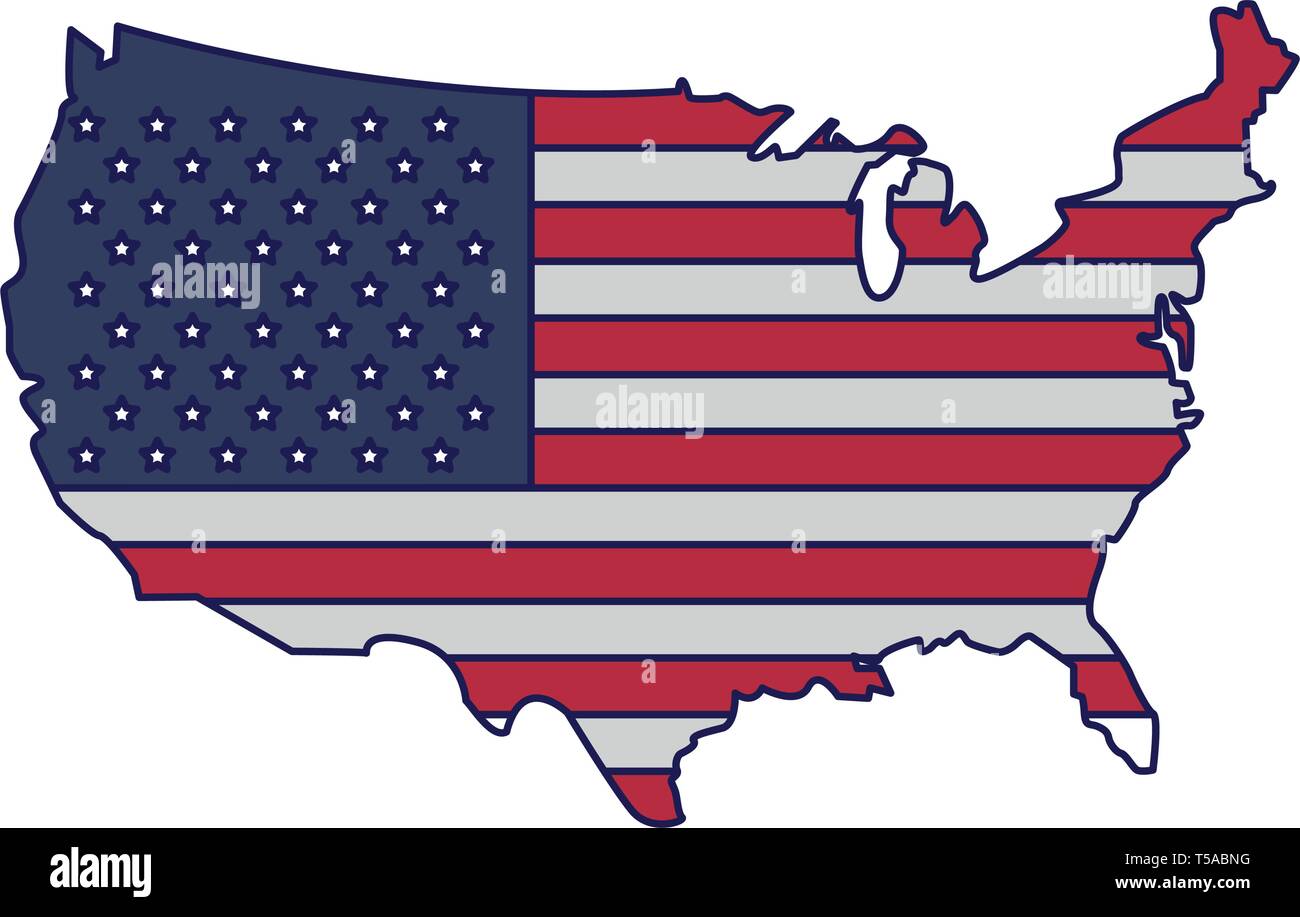 United states map outline patriotic isolated blue lines Stock Vector ...