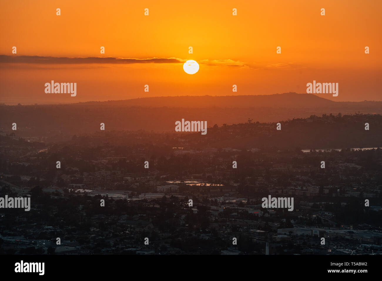 Sunset view from Mount Helix, in La Mesa, near San Diego, California ...