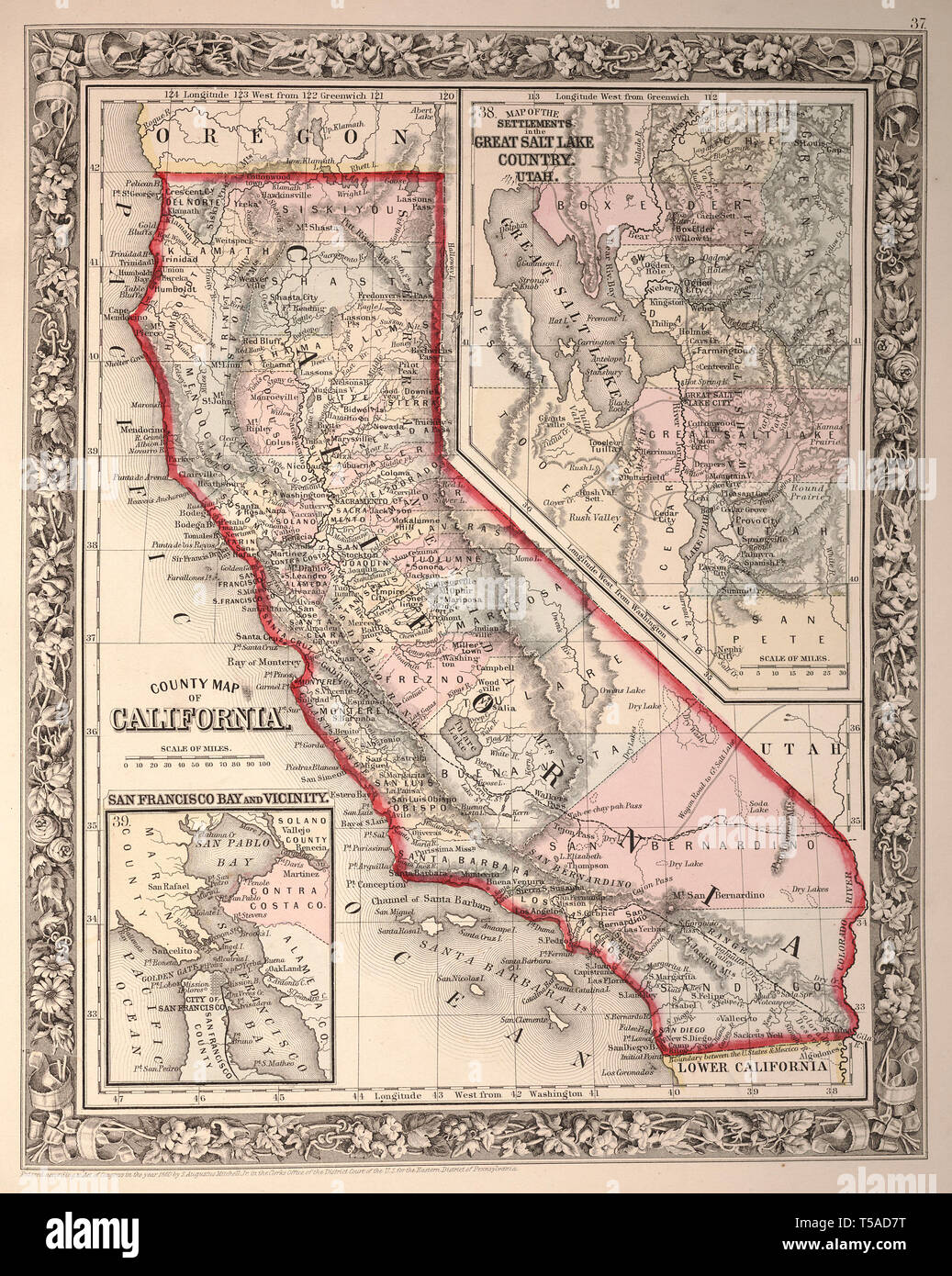 California 19th century map hi-res stock photography and images - Alamy