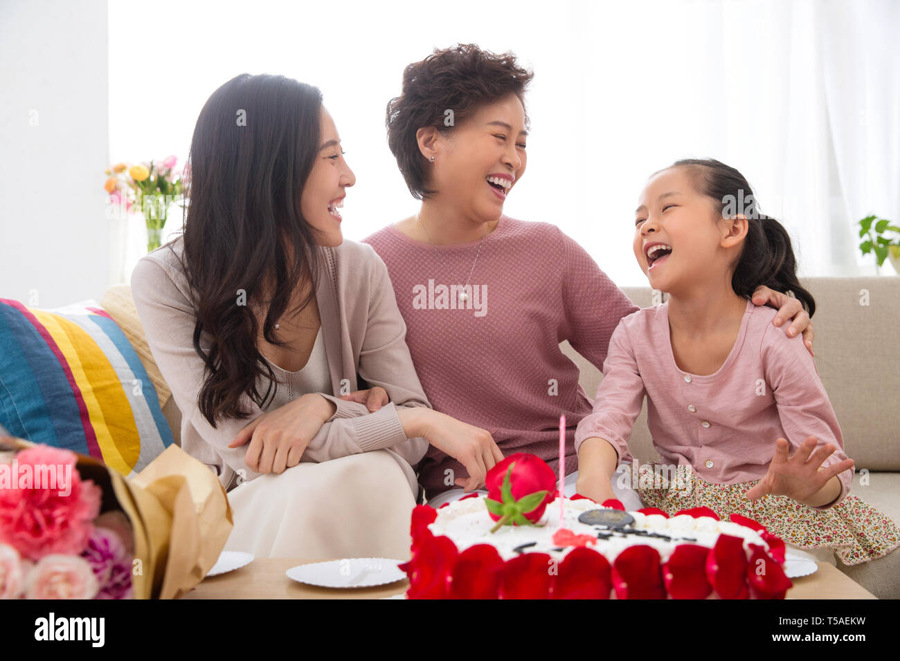 Happy three generations Stock Photo - Alamy