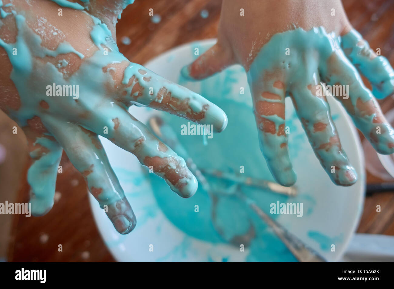 young child with focus on slime covered hands Stock Photo - Alamy