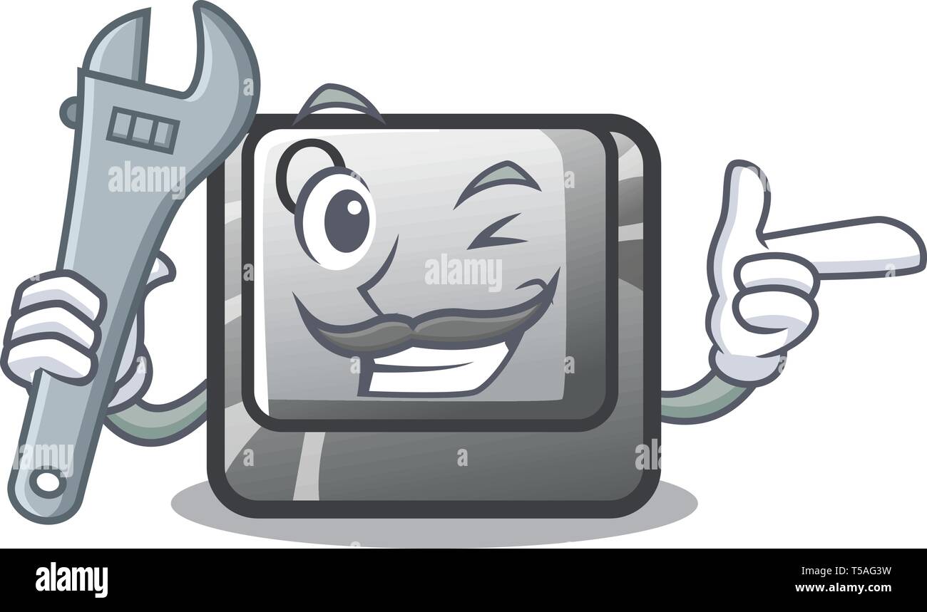Mechanic Q button installed on cartoon computer Stock Vector Image ...