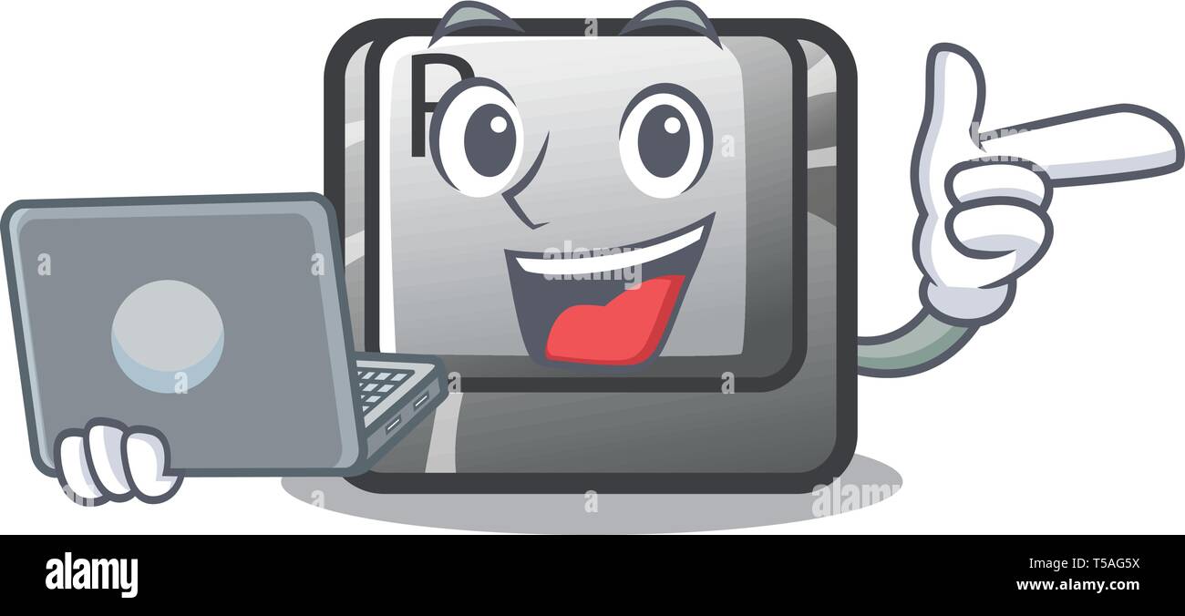 With laptop R button installed on cartoon keyboard Stock Vector Image ...