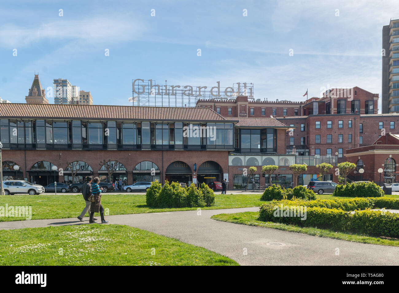 SAN FRANCISCO, CALIFORNIA - MARCH 31, 2019: Ghirardelli Square sign ...