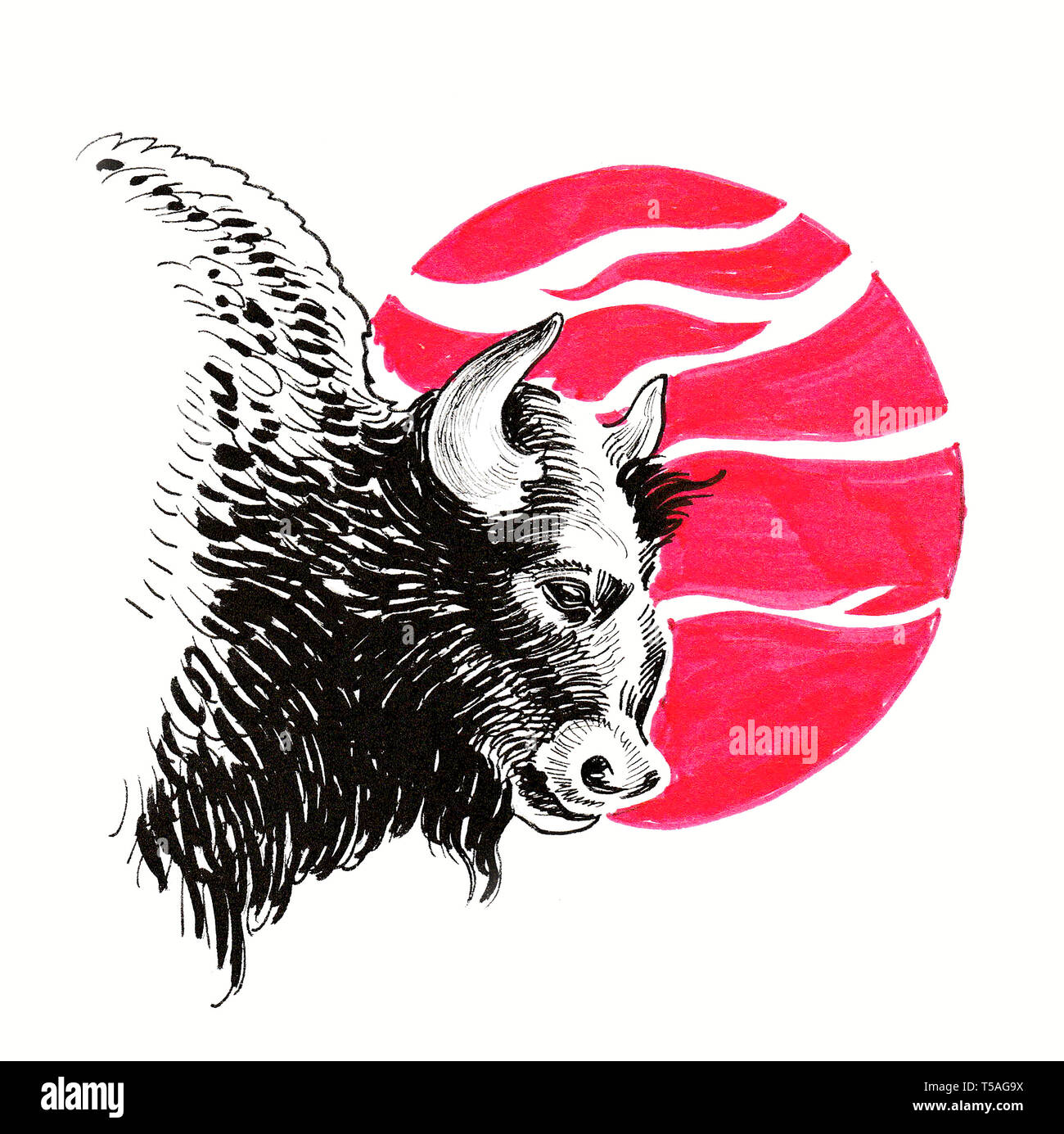 American bison illustration Cut Out Stock Images & Pictures - Alamy