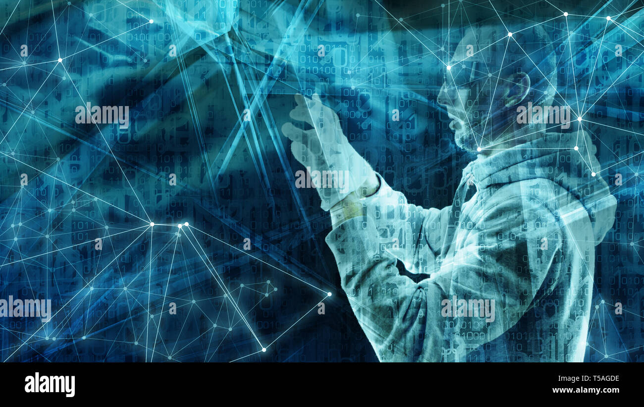 Digital data algorithm inspiration, triangle shapes geometrical machine learning computer code ...