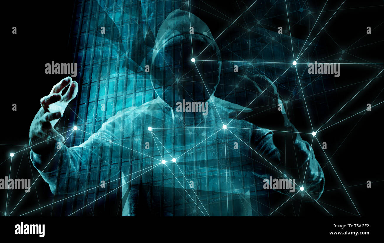 New technology machine learning new algorithm symbol concept, random data transformation, binary ...