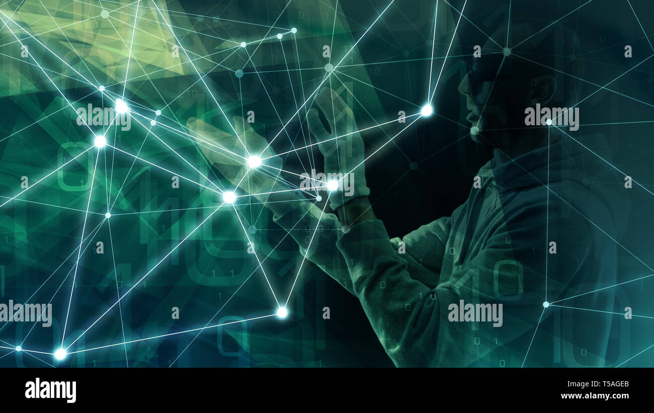 Digital data attack in cloud big data technology concept, abstract concept, random code Stock ...