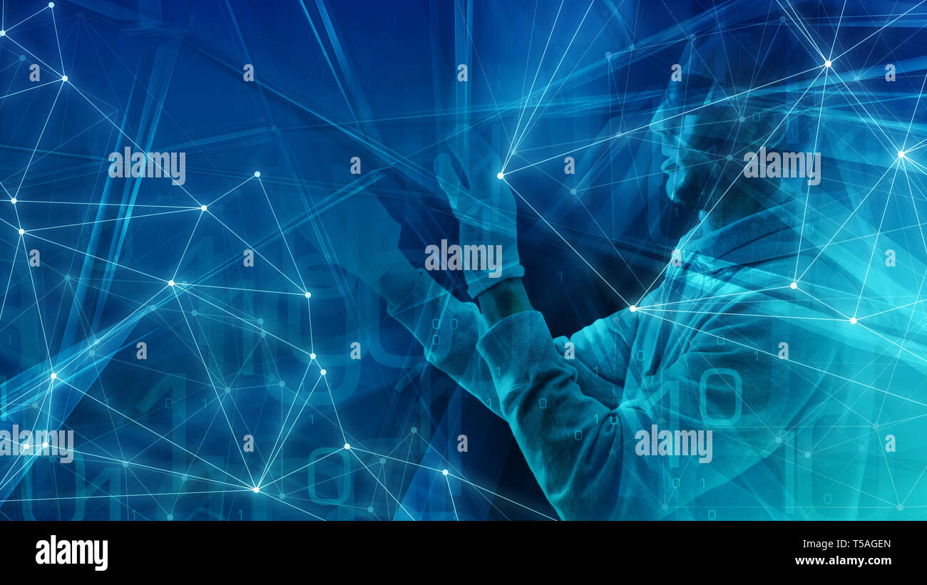 Creative Abstract Binary Code Algorithm Symbol Conception Triangles 0474