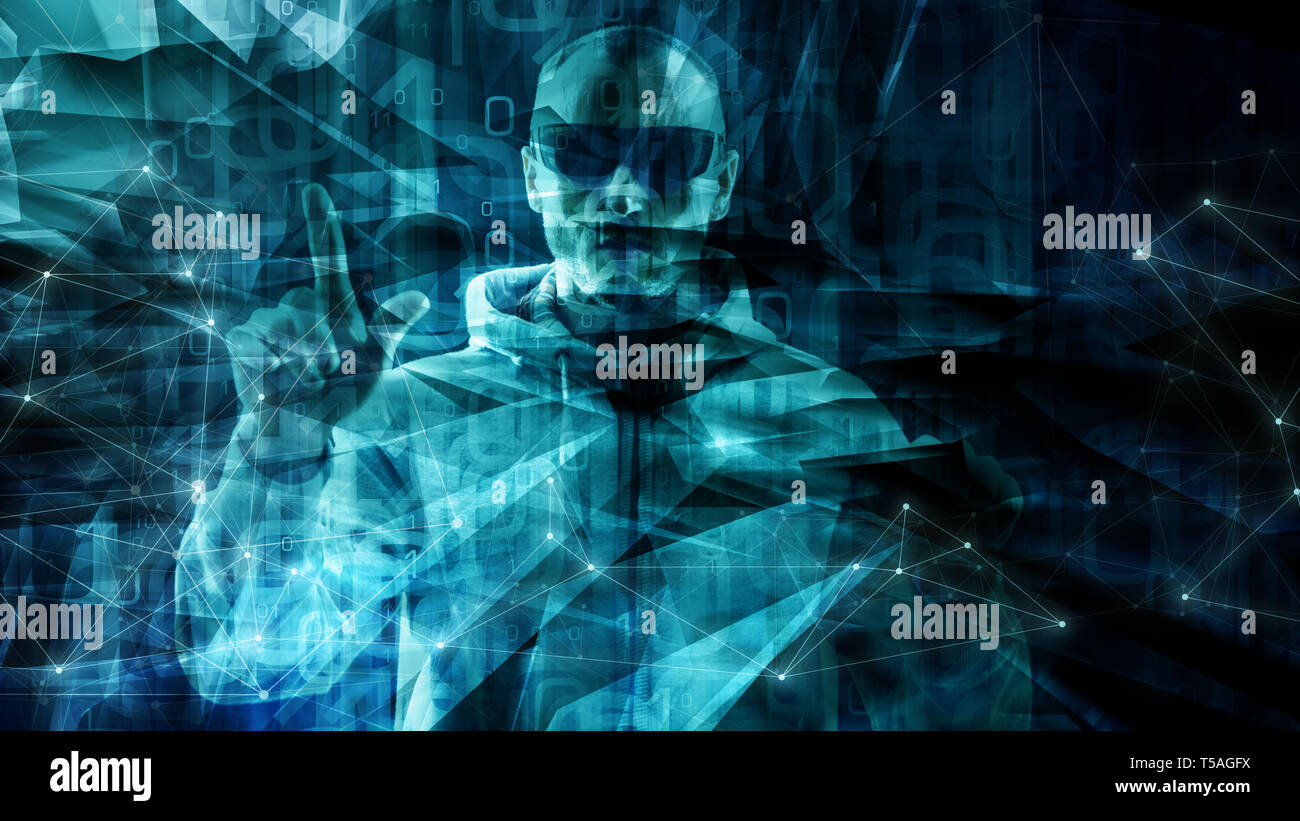 Cyberspace background concept; computer cloud big data analytics algorithm; cyberattack target ...