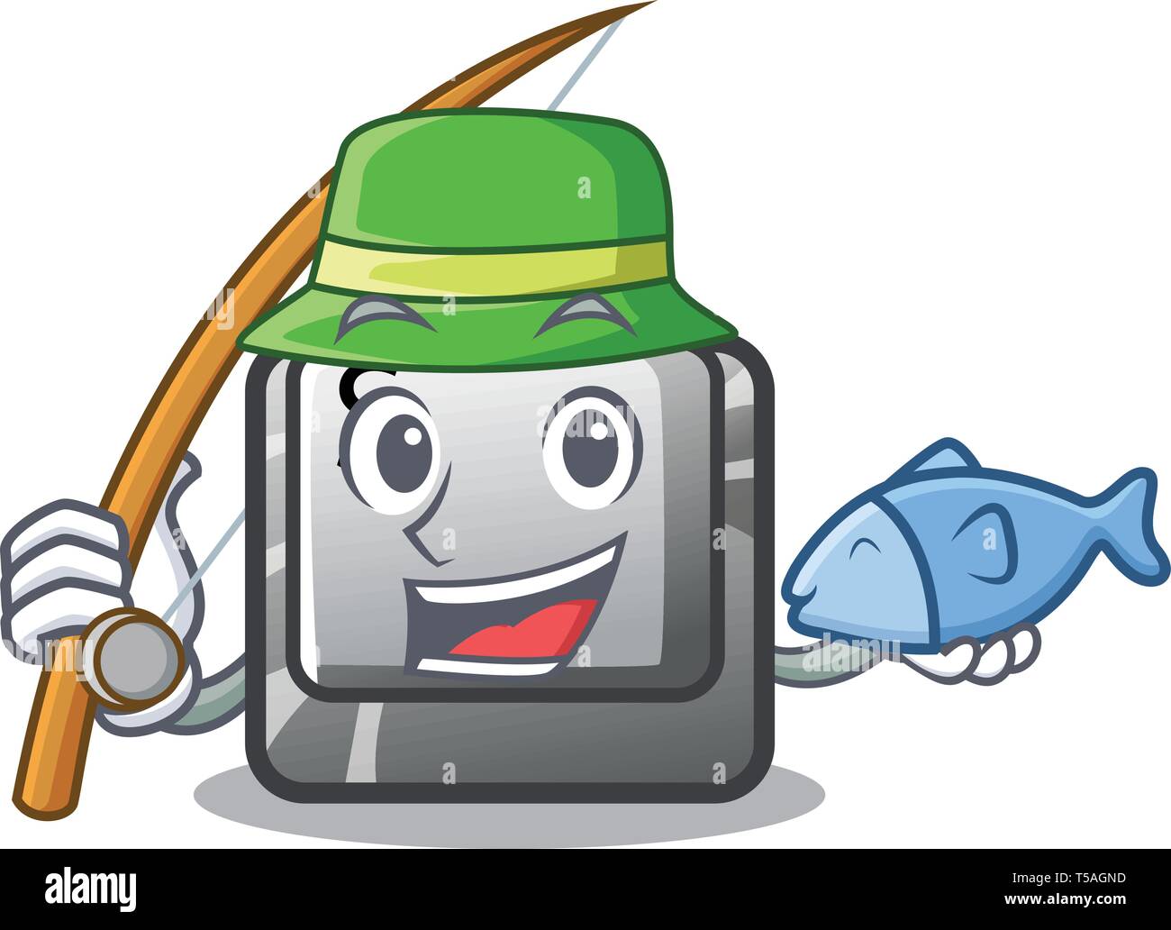 Fishing button S on a computer cartoon Stock Vector Image & Art - Alamy