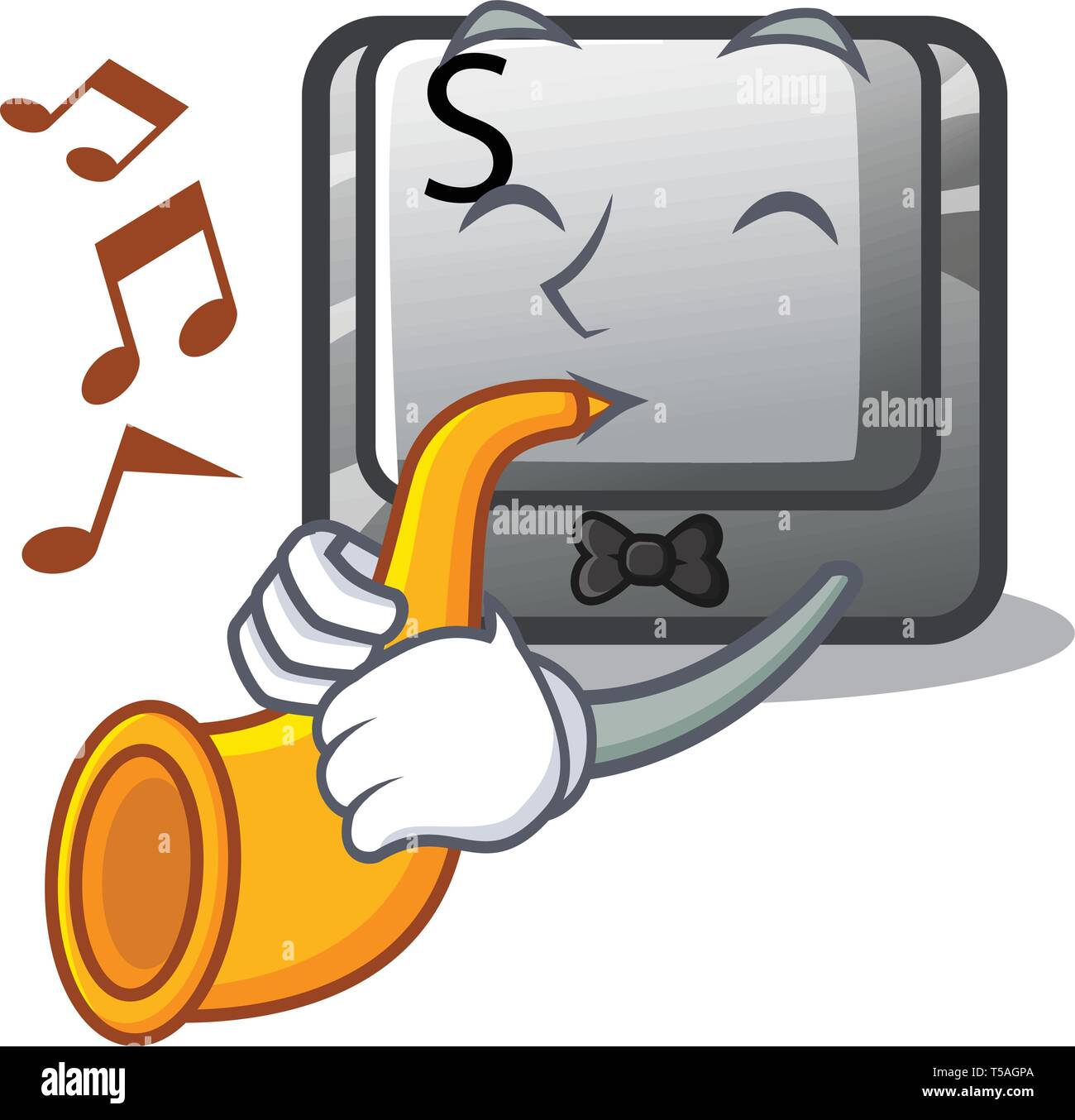 With trumpet button S on a computer cartoon Stock Vector Image & Art ...
