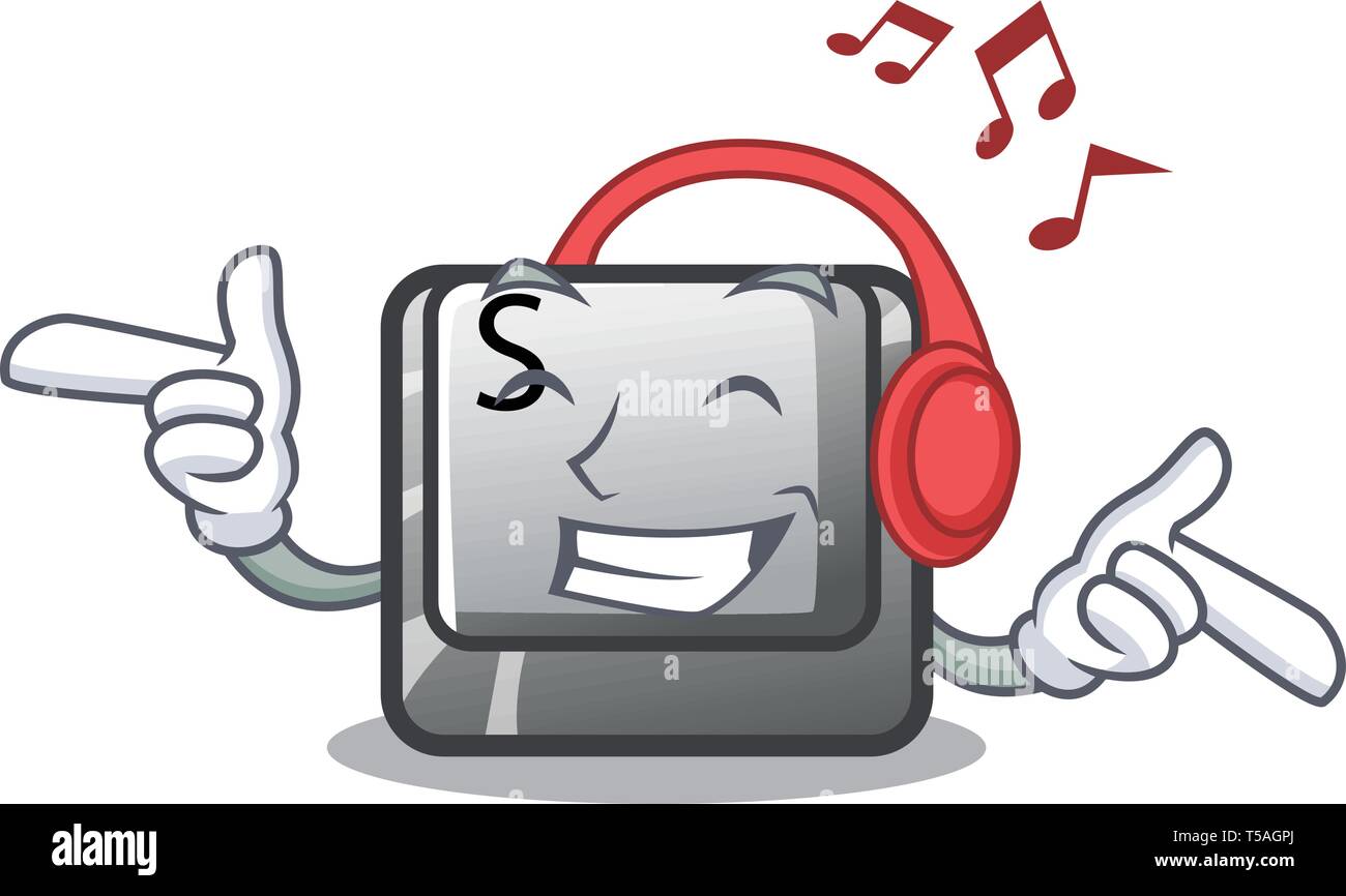 Listening music button S on a computer cartoon Stock Vector Image & Art ...