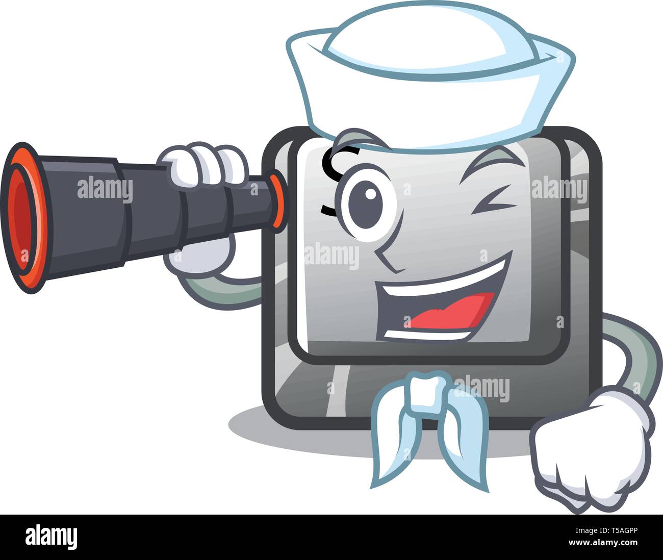 Sailor with binocular button S on a computer cartoon Stock Vector Image ...